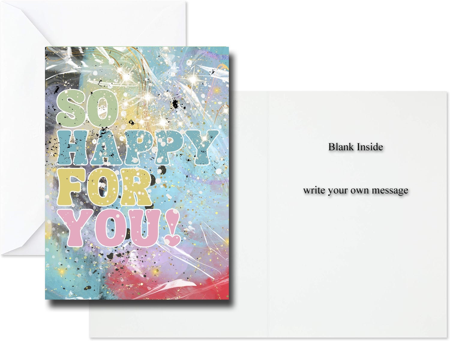 SO HAPPY for You Printable Typography DIY Greeting Card, 5x7 Card ...