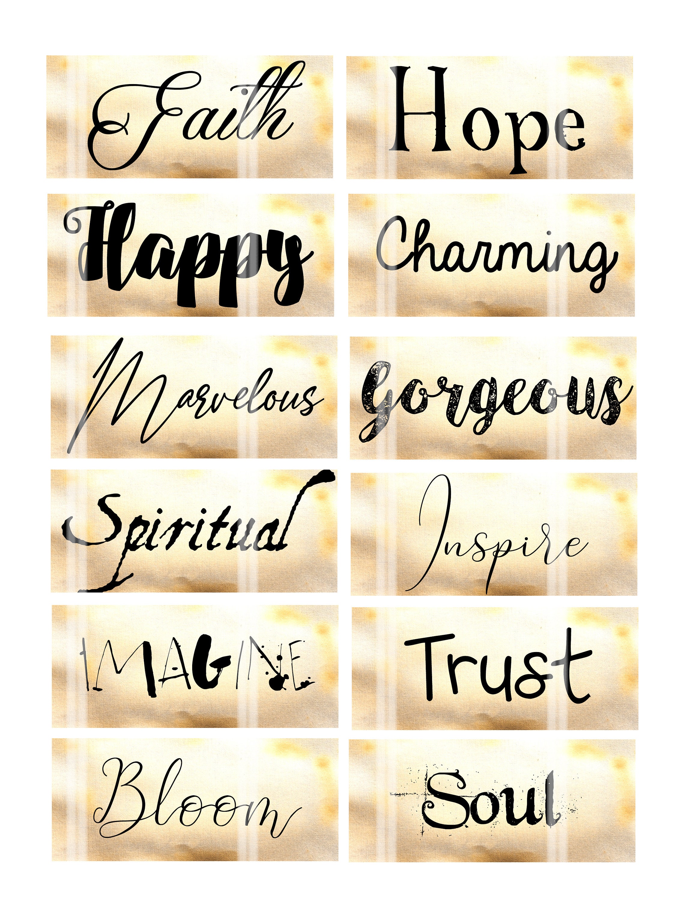 36 PRINTABLE JOURNAL WORDS Positive Words Mixed Media Junk Journal ...
