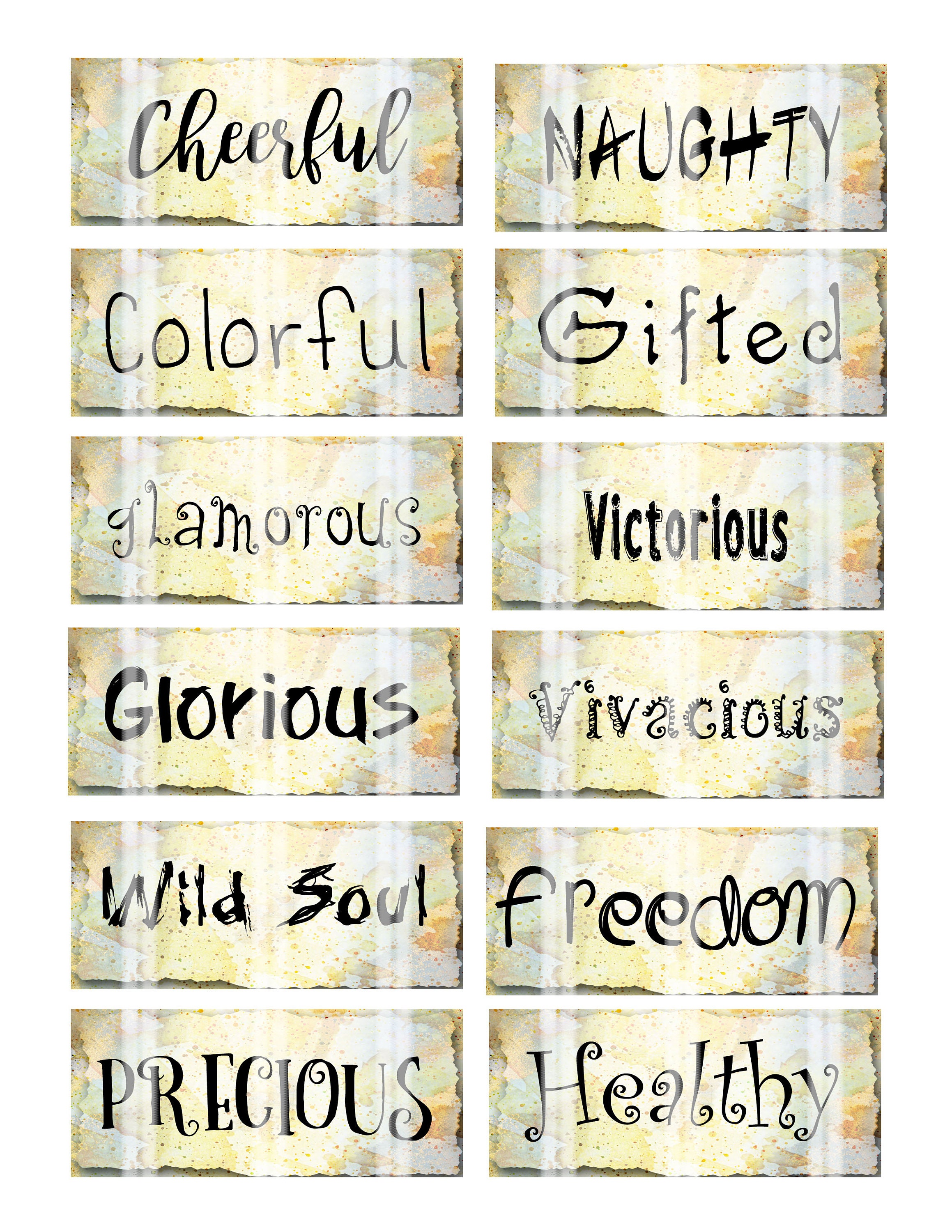 36 PRINTABLE JOURNAL WORDS Positive Words Junk Journal Scrapbooking ...