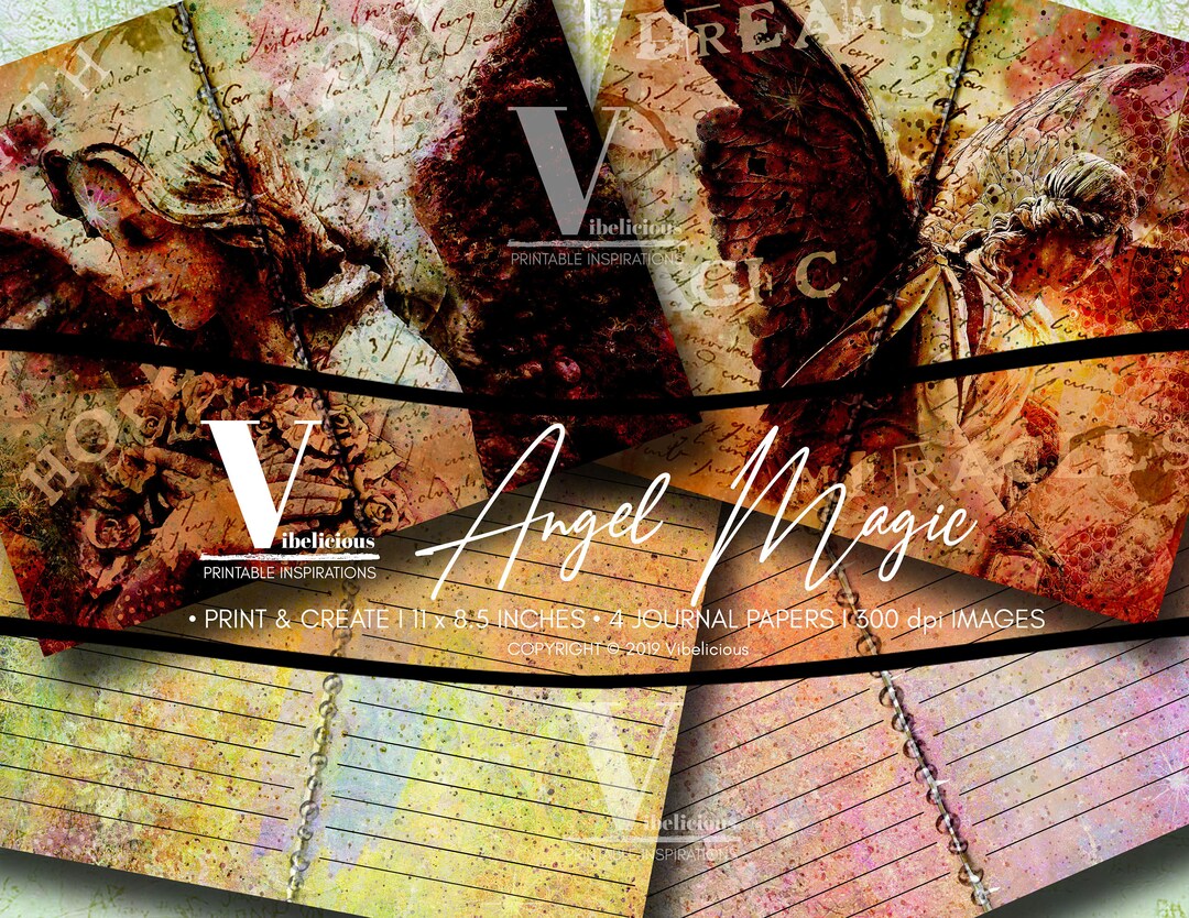 ANGEL MAGIC PRINTABLE Journal Kit Digital Paper Vintage Collage Junk ...