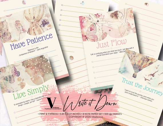 WRITE IT DOWN Printable Note Paper Set Quote Inspiration | Etsy