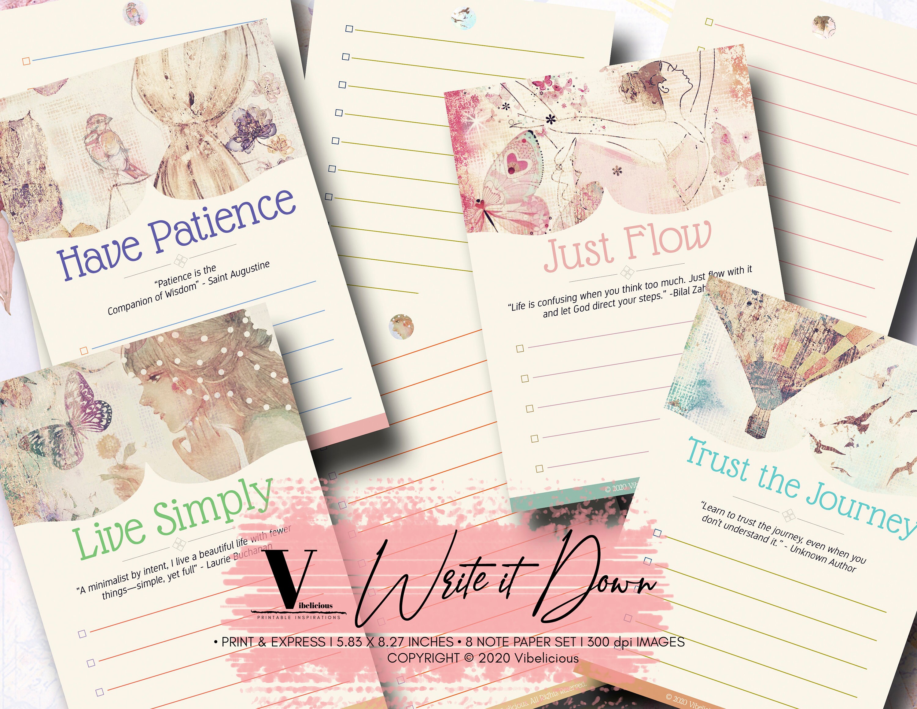 WRITE IT DOWN Printable Note Paper Set Quote Inspiration Selfdiscovery ...