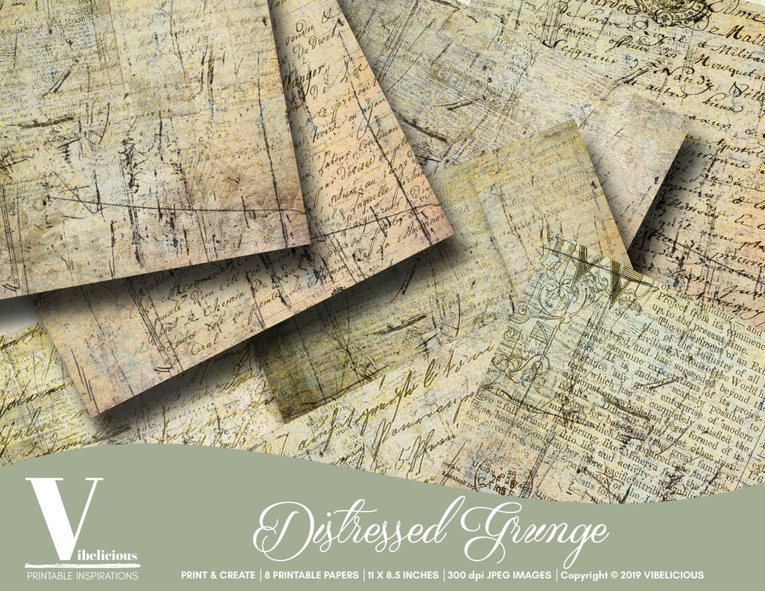 DISTRESSED GRUNGE PRINTABLE Journal Papers Junk Journal Collage Grunge ...