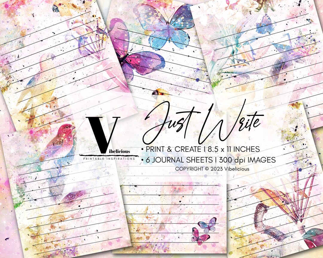 JUST WRITE PRINTABLE Lined Journal Paper Kit Writing Paper Digital ...