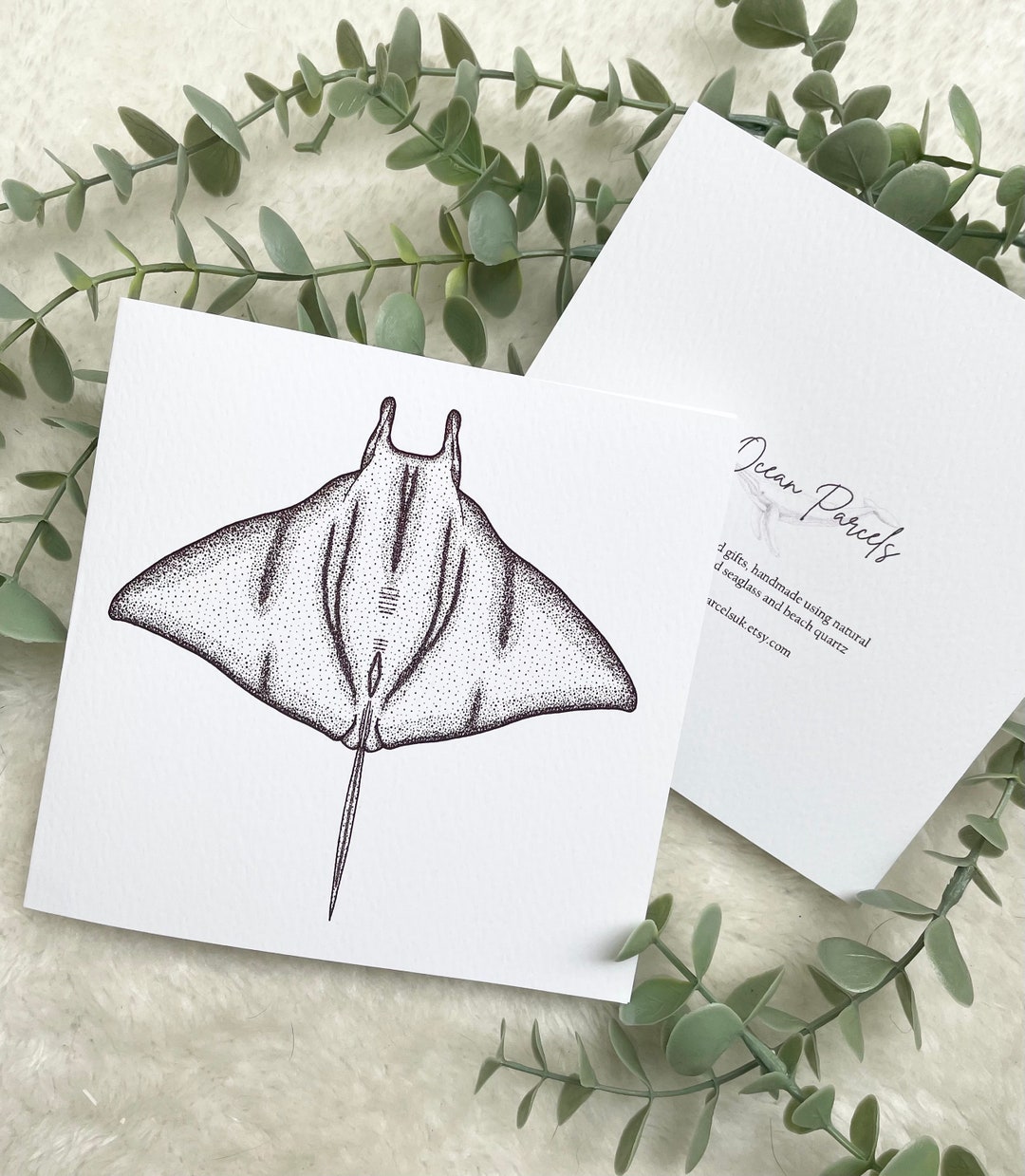 Ocean Sting Ray Card Hand Finished Greeting Card Blank Inside - Etsy