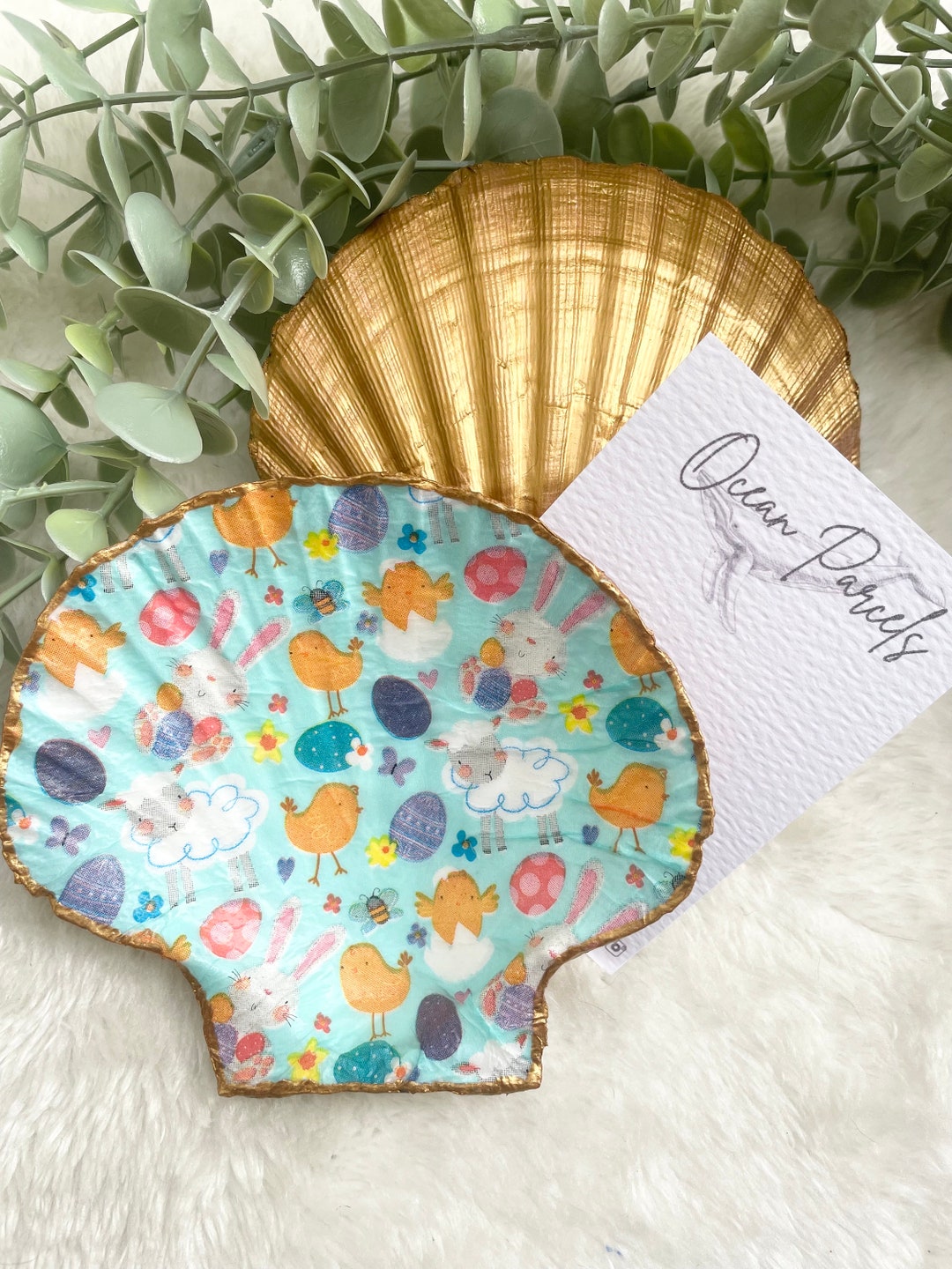 Hand Finished Natural Scallop Shell Dish Easter Ornament Easter Egg ...