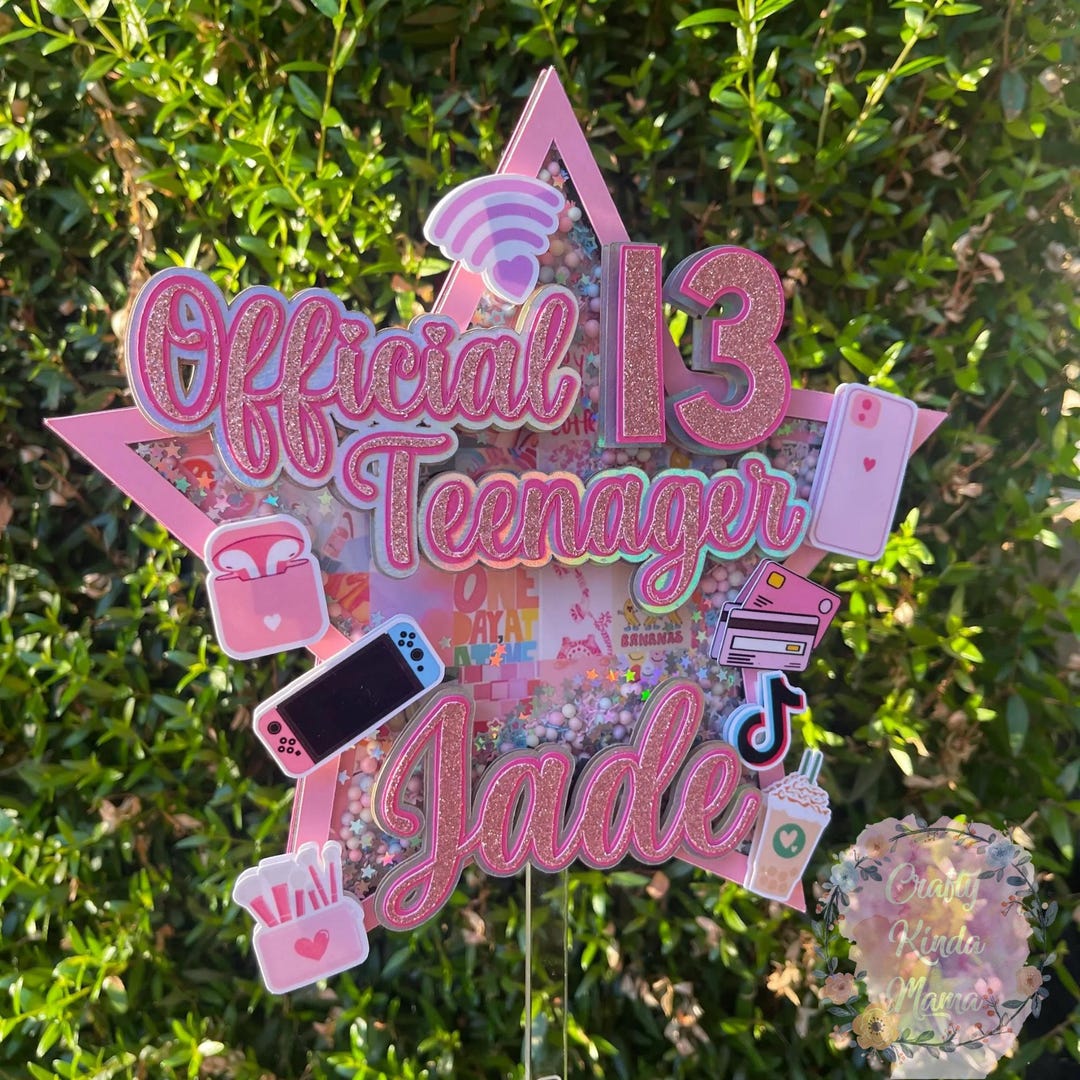 Pink Official Teenager *custom Cake Topper * 13th Birthday - Etsy