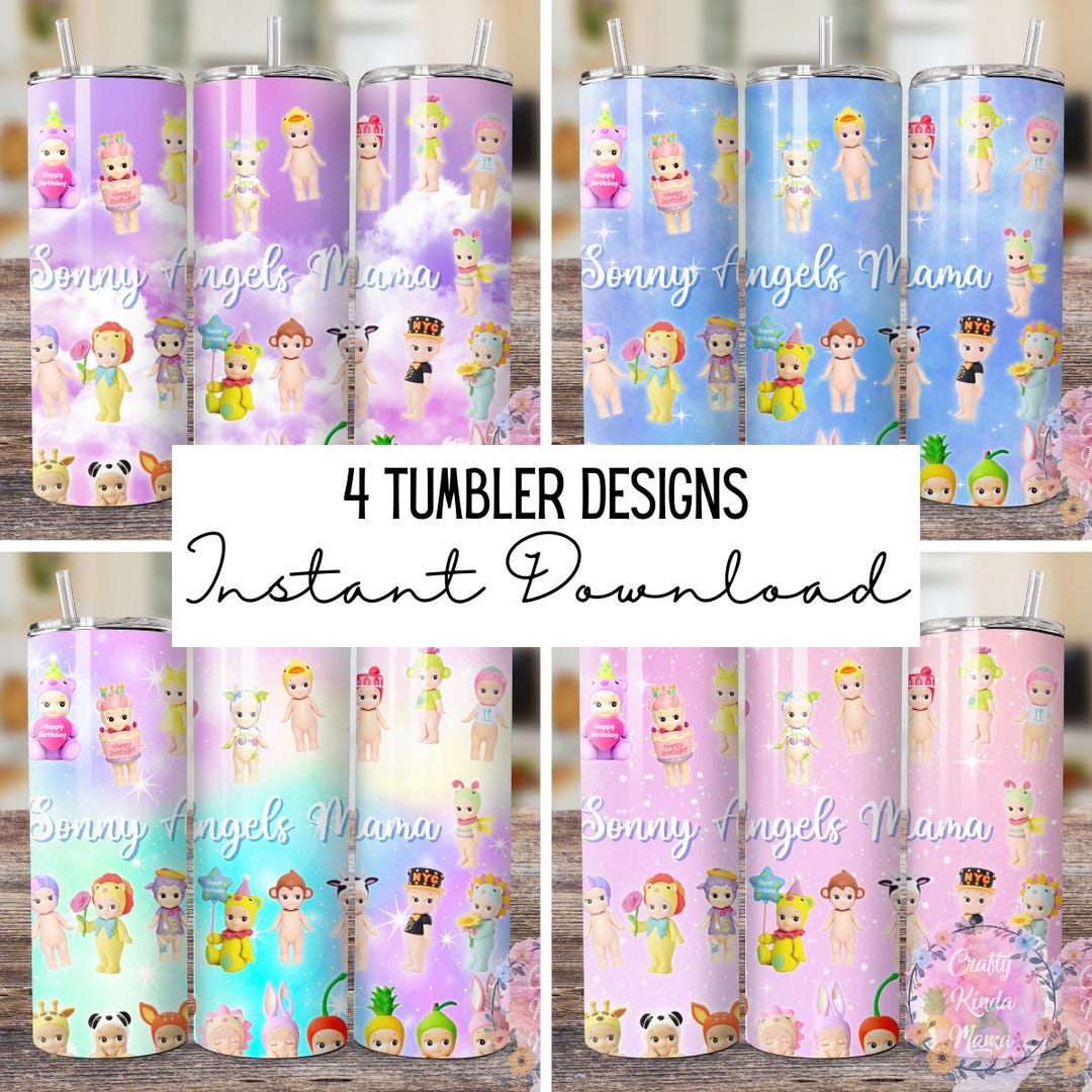 4 Angels Tumbler Wraps PNG – Cute Printable Design Bundle – 20oz Skinny ...