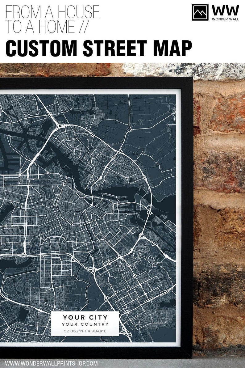 Personalised Custom City Print Town Map Map Poster Wall | Etsy UK