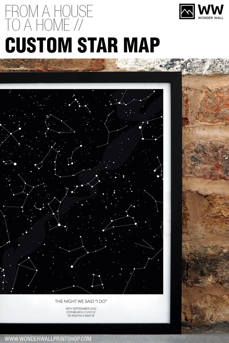 Personalised Night Sky Print Custom Star Map Poster Wedding | Etsy