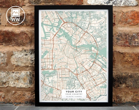 Digital Prints personalised print Personalised city map custom map city ...