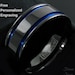 Thin Blue Line Ring Men's Women's Titanium Black - Etsy