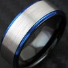 Thin Blue Line Ring Men's Tungsten Wedding Size 5-17 6mm 8mm Black ...