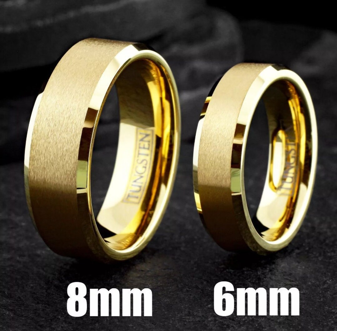 Gold Colour Tungsten Wedding Band | Brushed Finish | Men's Women's Gold ...