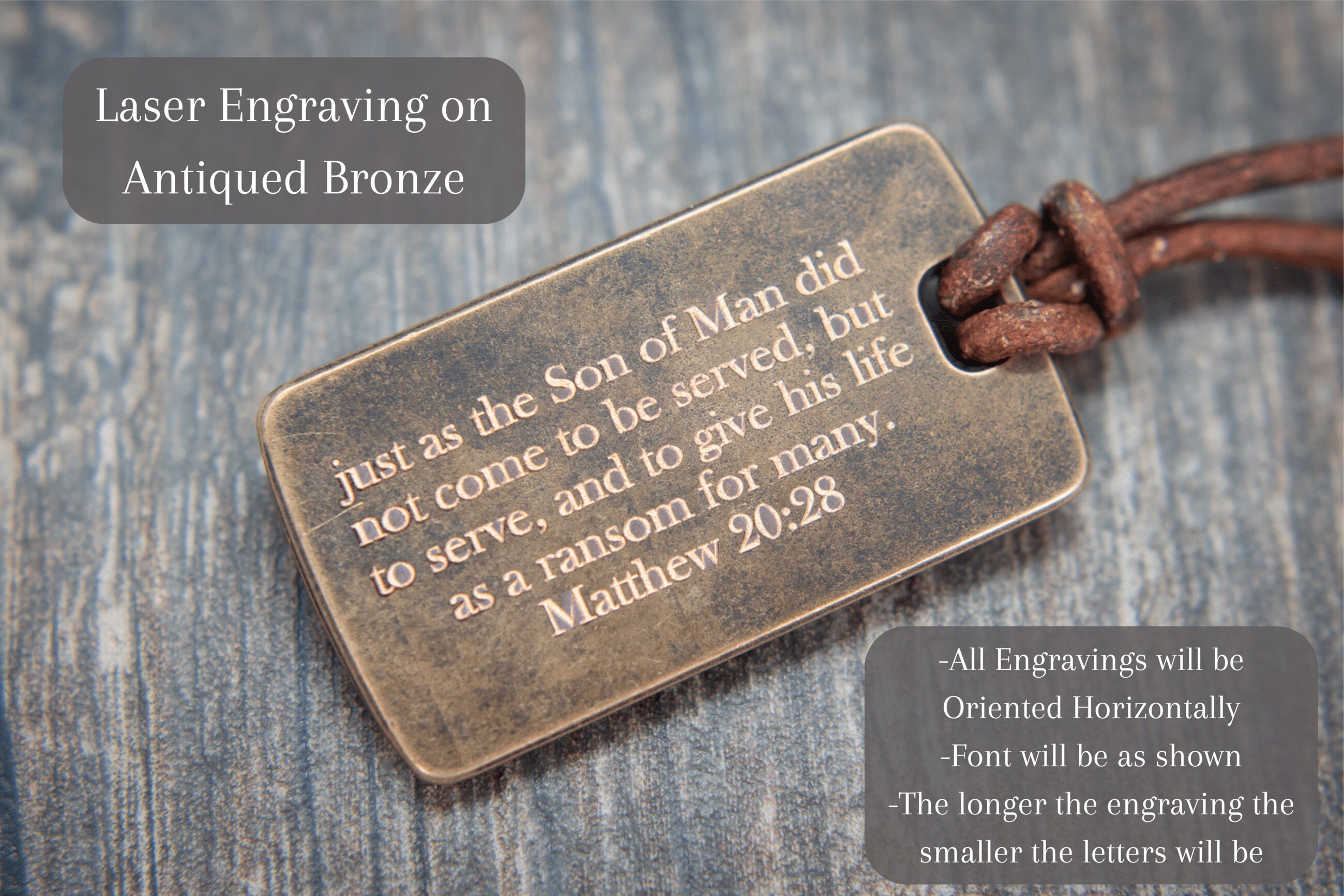 Wooden Texture Cross Dog Tag Pendant - Mens Handmade Bronze Necklace ...