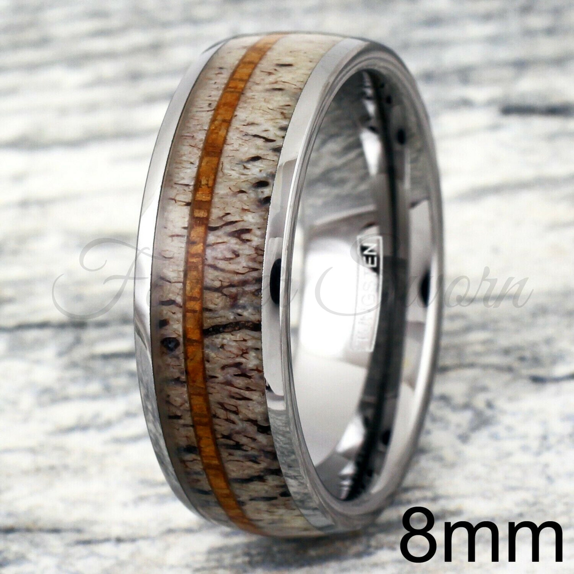 Deer Antler Men's Ring | Wood Wedding Band | Rustic Outdoor Bone | 6mm ...