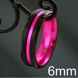 Breast Cancer Survivor Ring | Pink Line Support Tungsten Band | Men's ...
