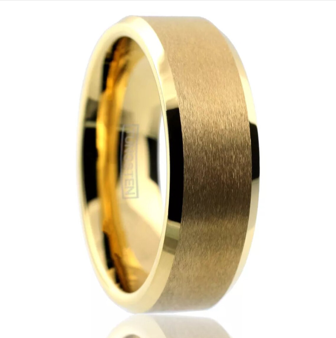 Gold Colour Tungsten Wedding Band | Brushed Finish | Men's Women's Gold ...