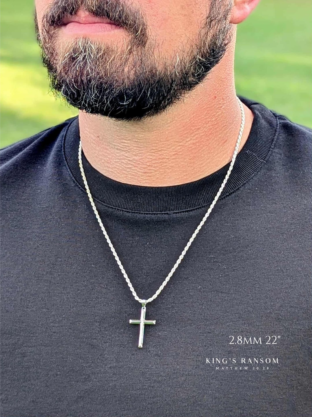 Men's 925 Sterling Silver Cross Necklace - Custom Engraved - Minimalist ...