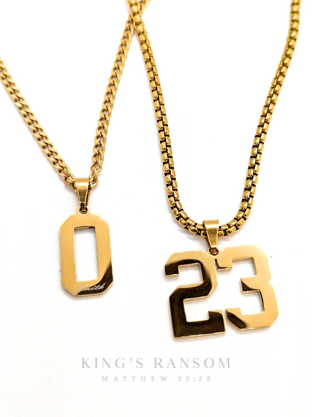 18k Gold Baseball Player Number Pendant Necklace, Custom Jersey Number ...