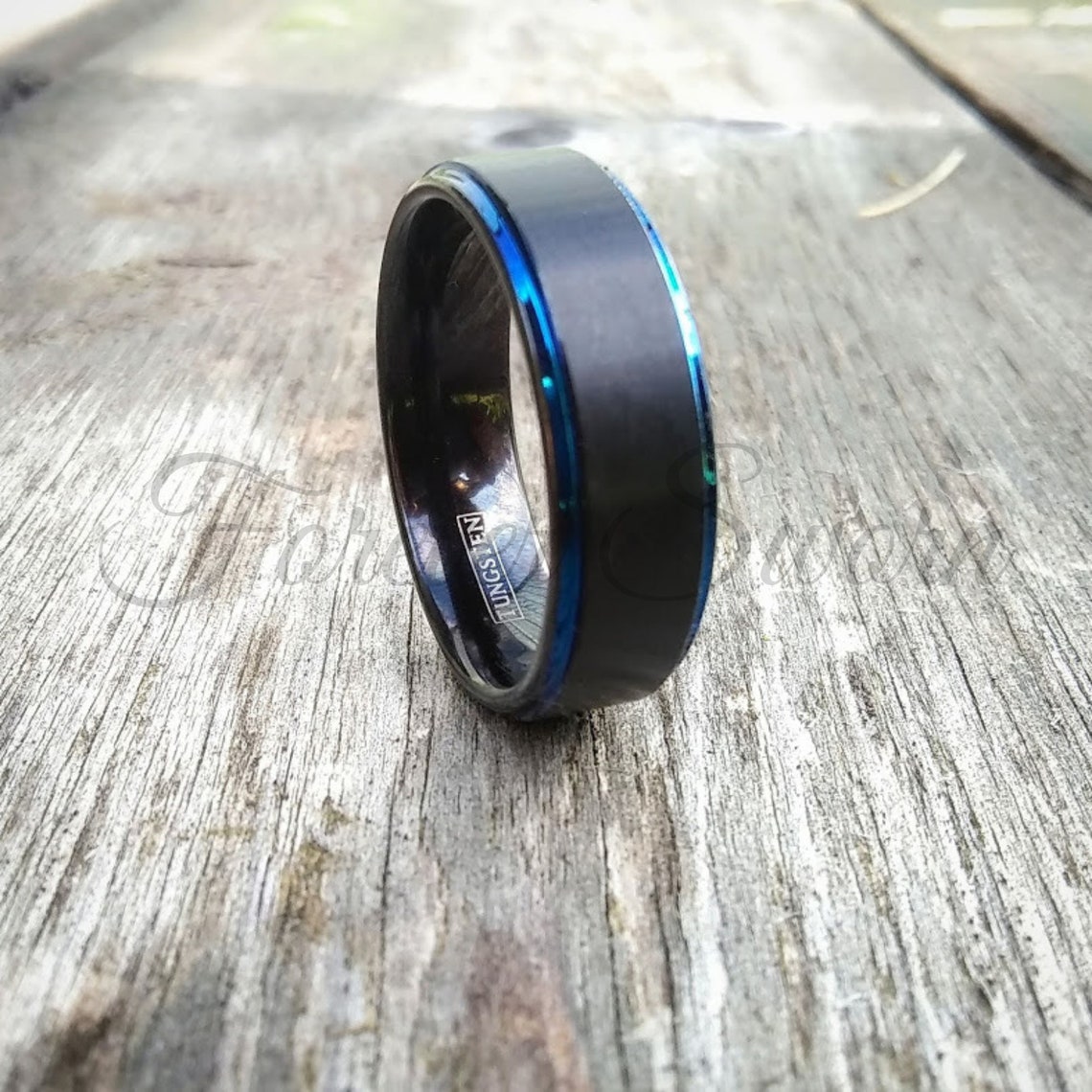 Thin Blue Line Ring Men's Women's Tungsten Wedding | Etsy