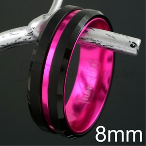 Breast Cancer Survivor Ring | Pink Line Support Tungsten Band | Men's ...