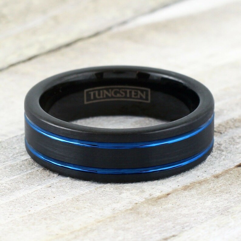 Thin Blue Line Ring | Police Tungsten Men's Women's Wedding Size 5-15 ...