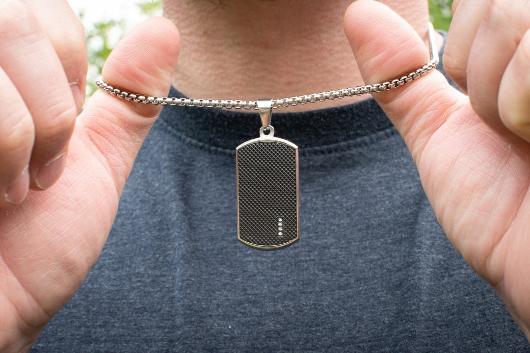 Mens Minimalist Fashion Dog Tag Pendant Mens Custom Silver Necklace ...
