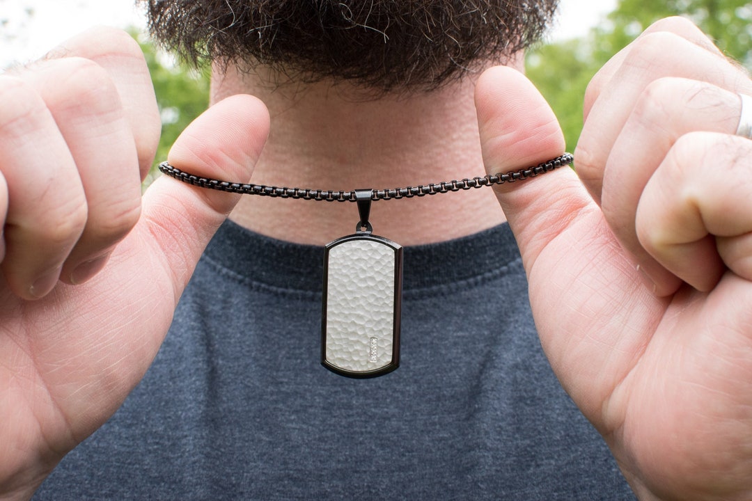 Mens Minimalist Fashion Dog Tag Pendant Mens Custom Black Necklace ...