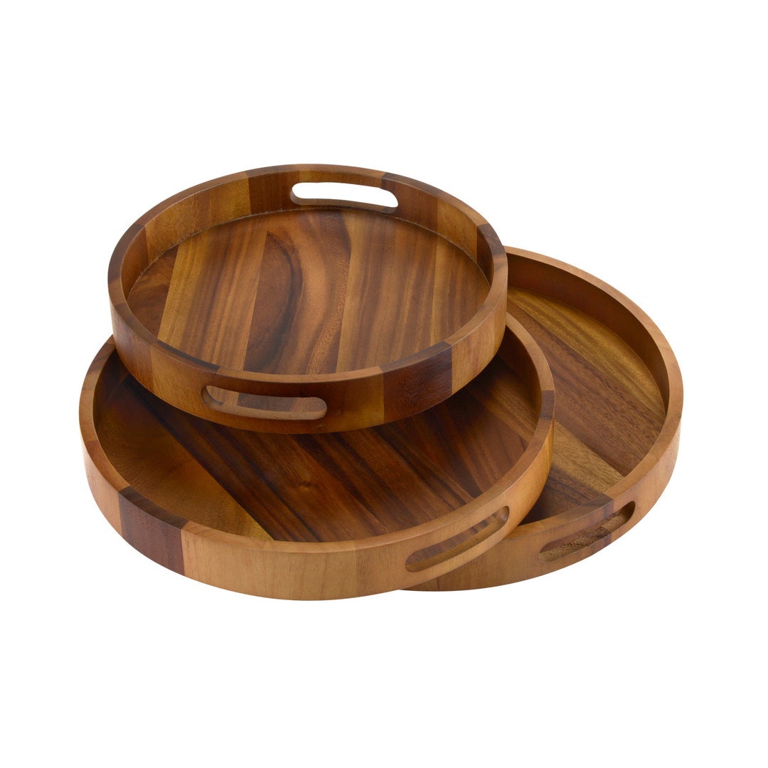 Set of 3 Round Serving Trays - Solid Bottom - 1 Each Size - Etsy