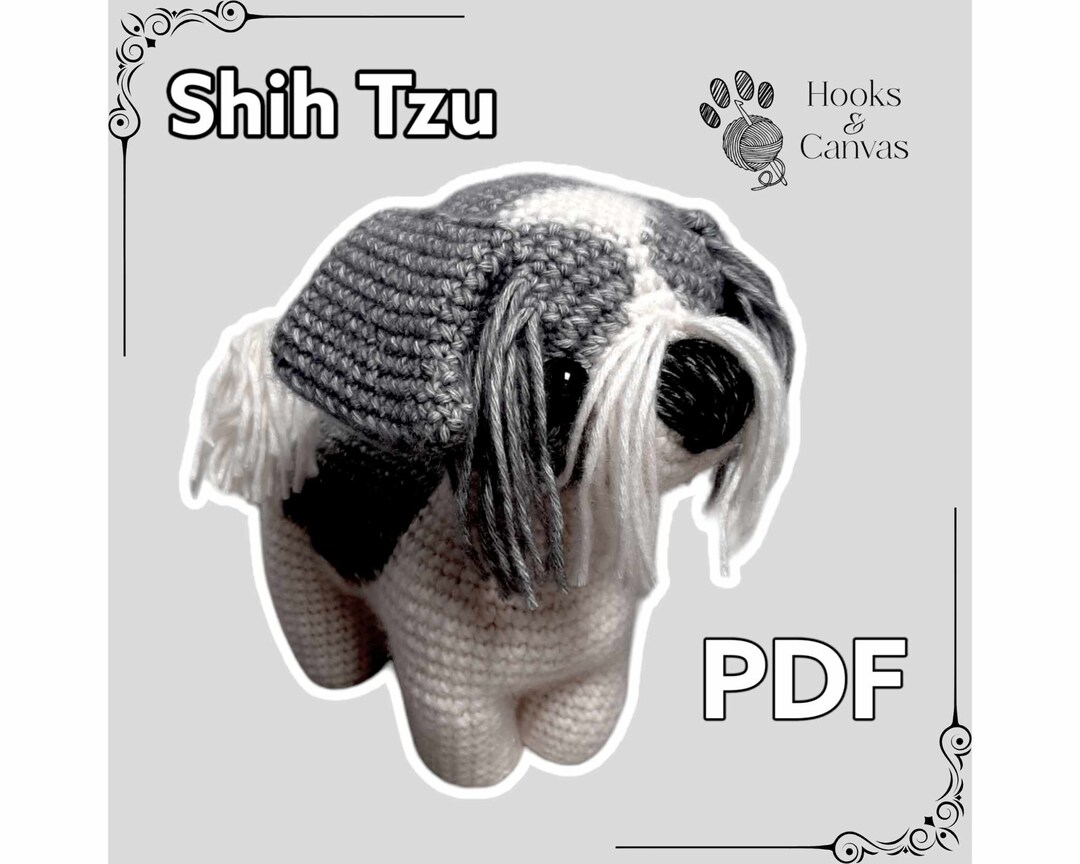 Cute Shih Tzu Dog Amigurumi Crochet Pattern - PDF Tutorial With Step by ...