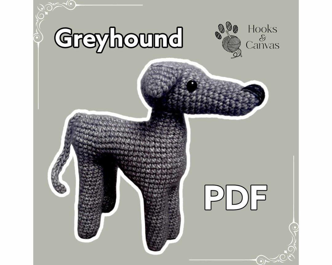Cute Greyhound Dog Amigurumi Crochet Pattern - PDF Tutorial With Step ...