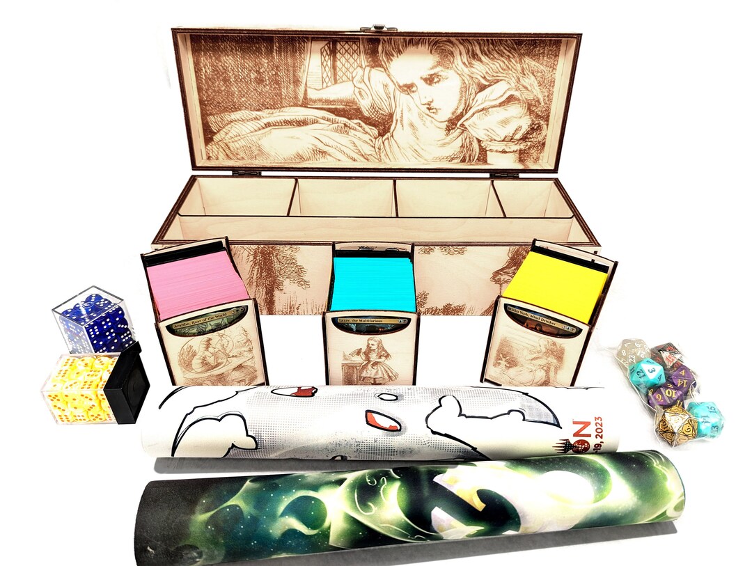Three Deck Commander Chest - Alice in Wonderland Themed! Fits Three EDH ...
