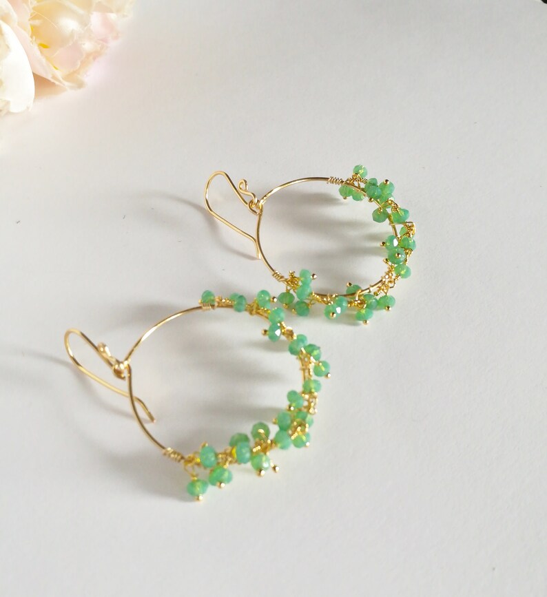 Gemstone Hoop Earrings, Semi Precious Hoop Earrings - Etsy