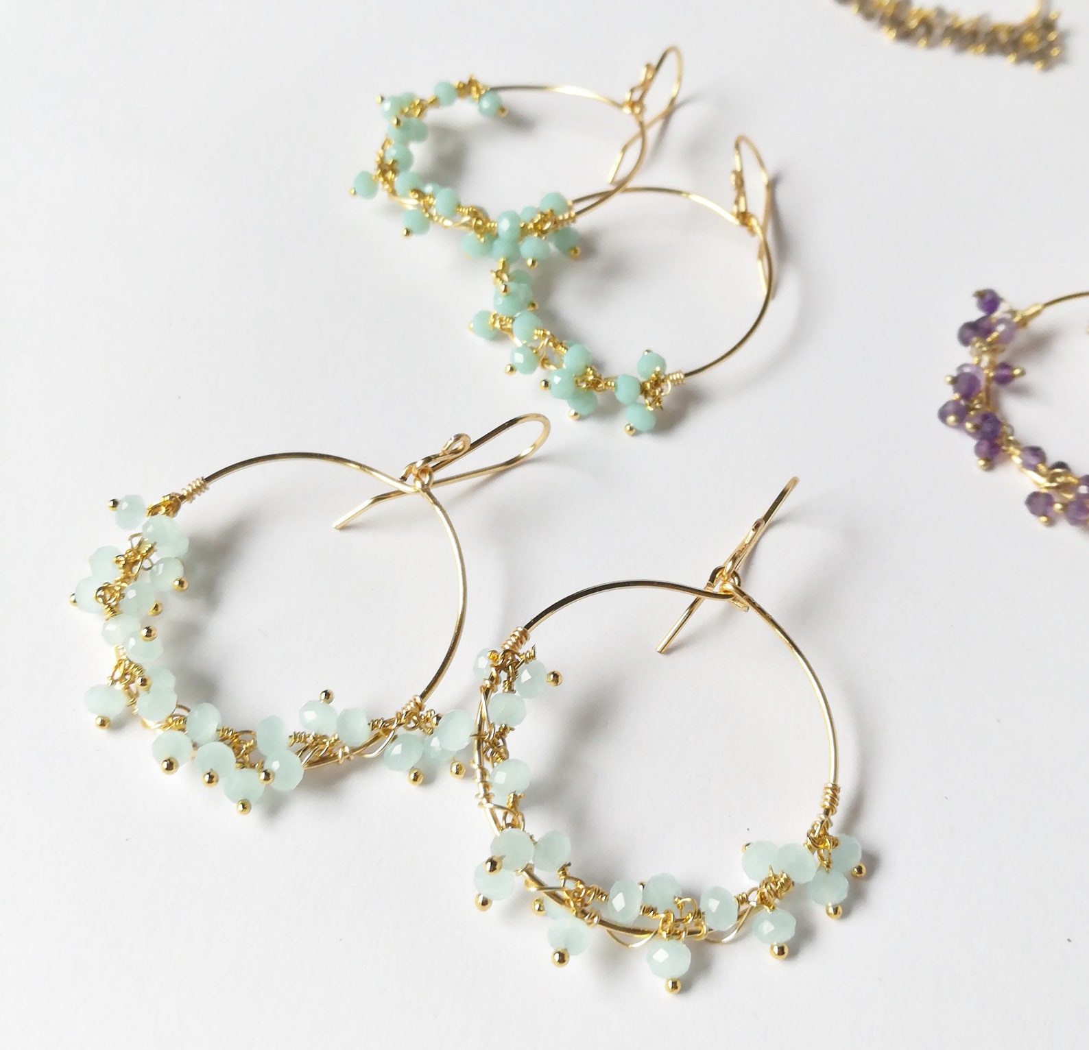 Gemstone Hoop Earrings, Semi Precious Hoop Earrings - Etsy