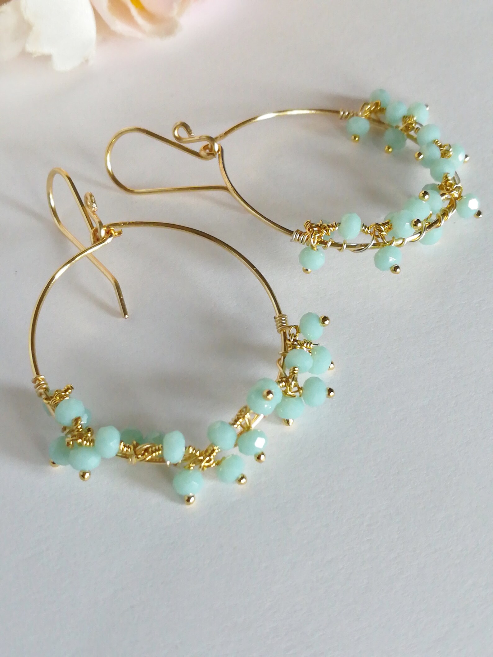 Gemstone Hoop Earrings, Semi Precious Hoop Earrings - Etsy