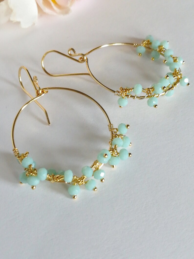 Gemstone Hoop Earrings, Semi Precious Hoop Earrings - Etsy