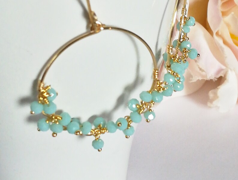 Gemstone Hoop Earrings, Semi Precious Hoop Earrings - Etsy