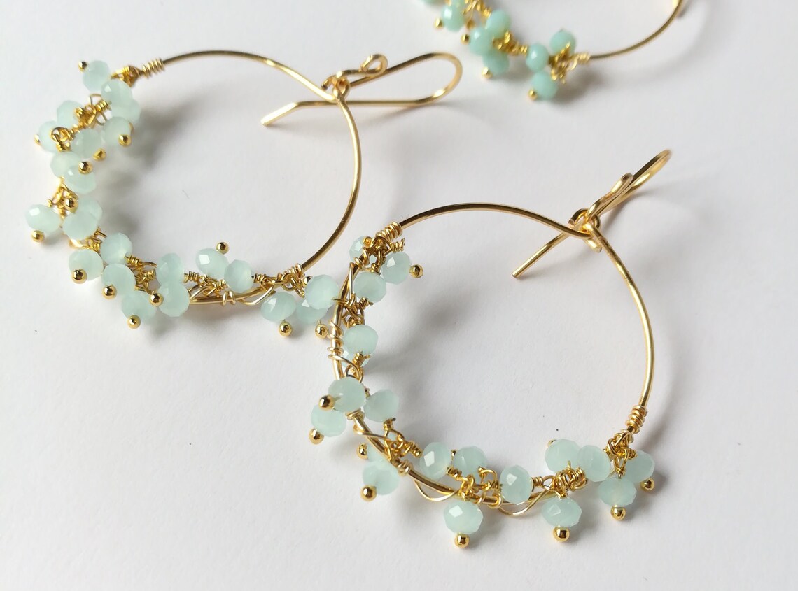 Gemstone Hoop Earrings, Semi Precious Hoop Earrings - Etsy