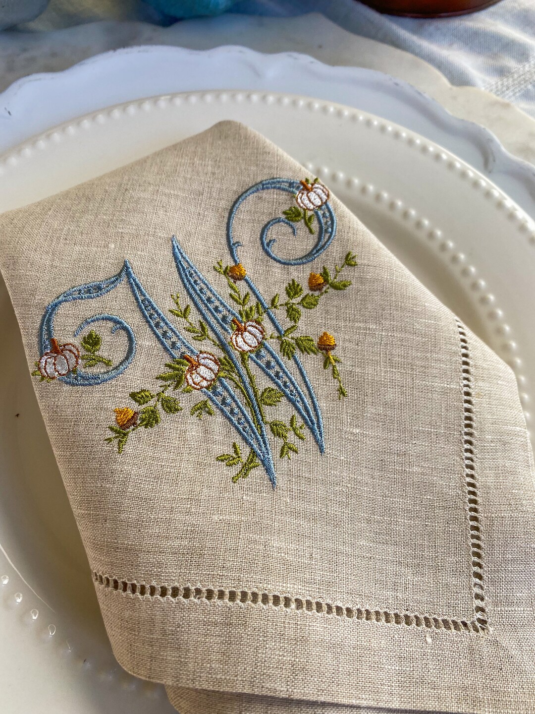 Thanksgiving | Autumn | Fall Monogrammed Embroidered Napkins ...