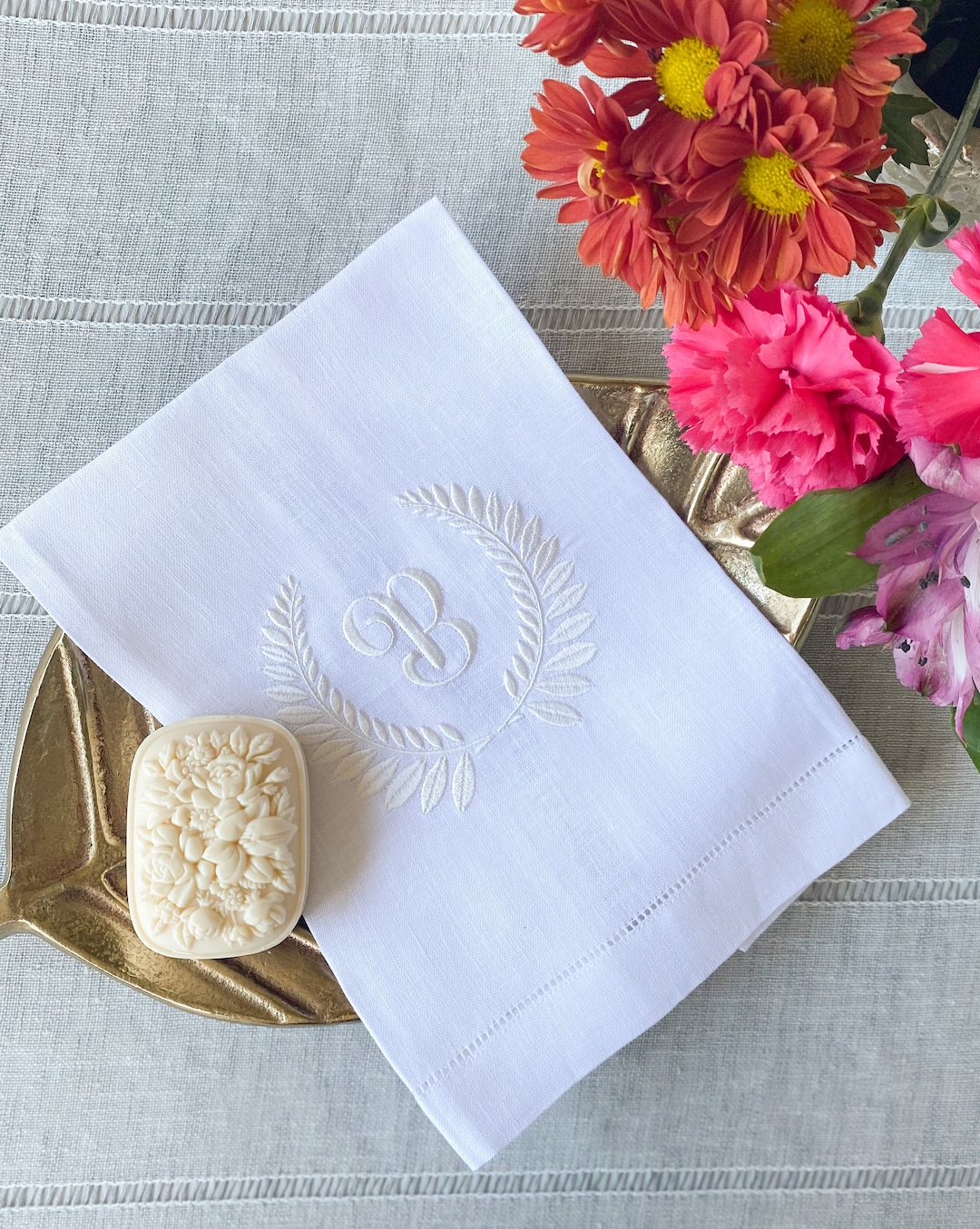 Embroidered Linen Guest Towels, Monogrammed Guest Towel, Hostess Gifts ...