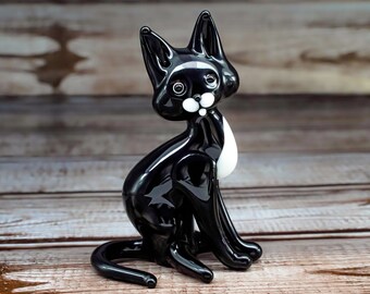 Glass Cat Figurine | Etsy