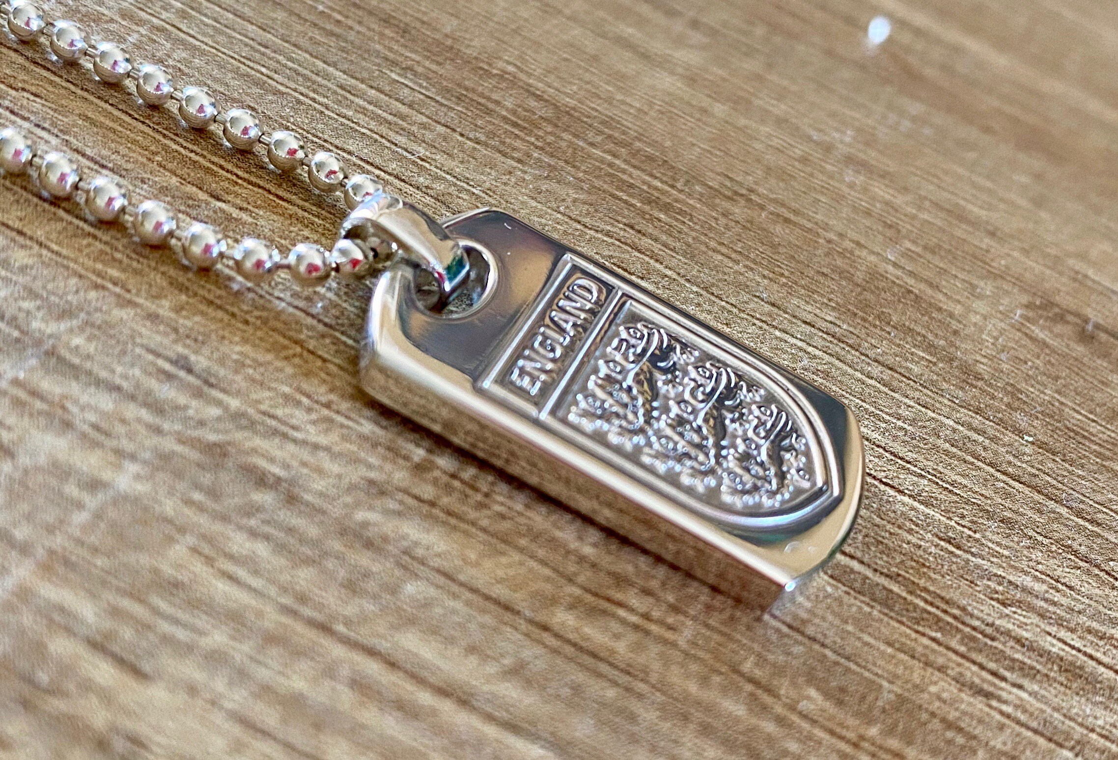 England Three Lions Football Shield Dog Tag With Necklace in Sterling ...