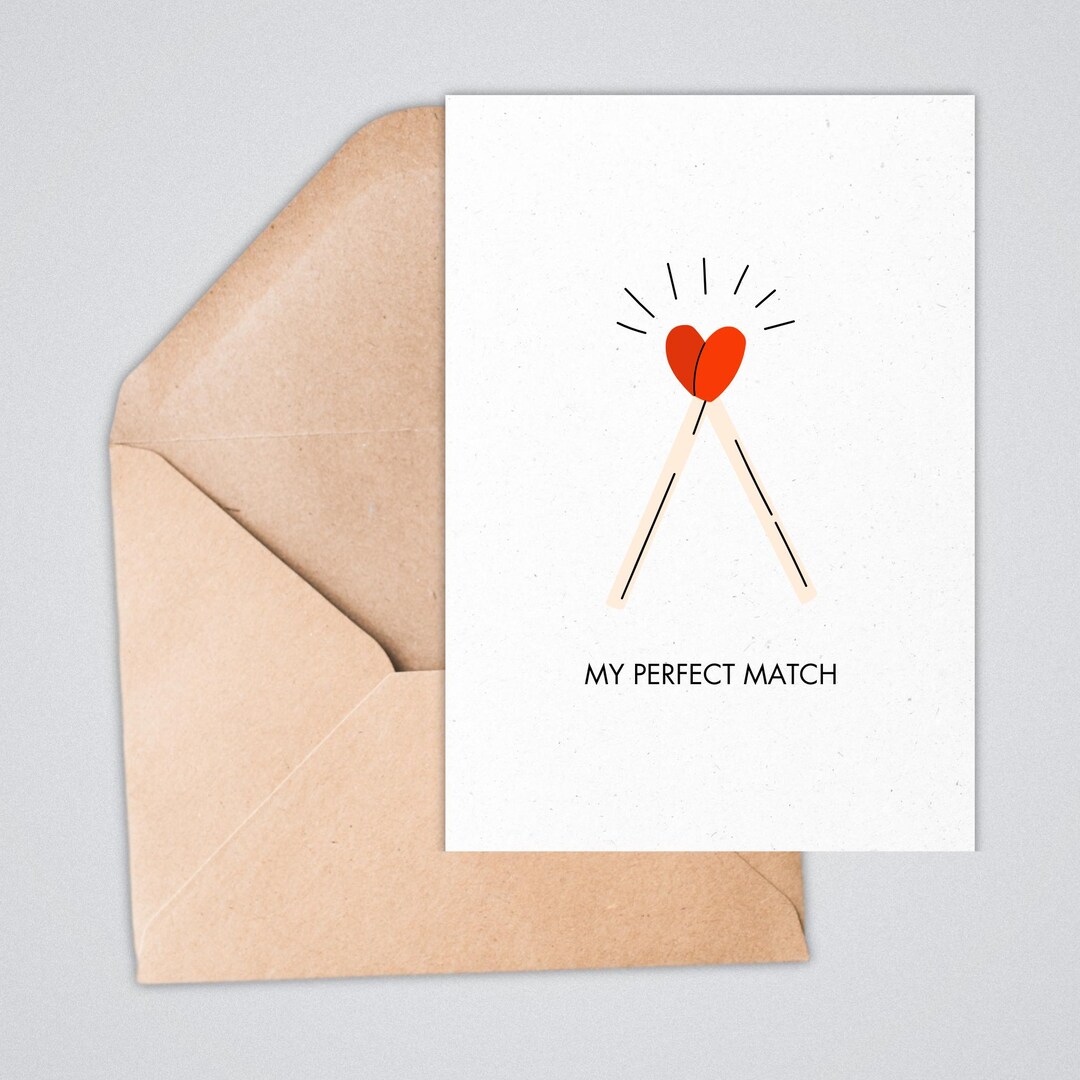 Printable Valentine's Day Card | Perfect Match | Matchstick Art ...