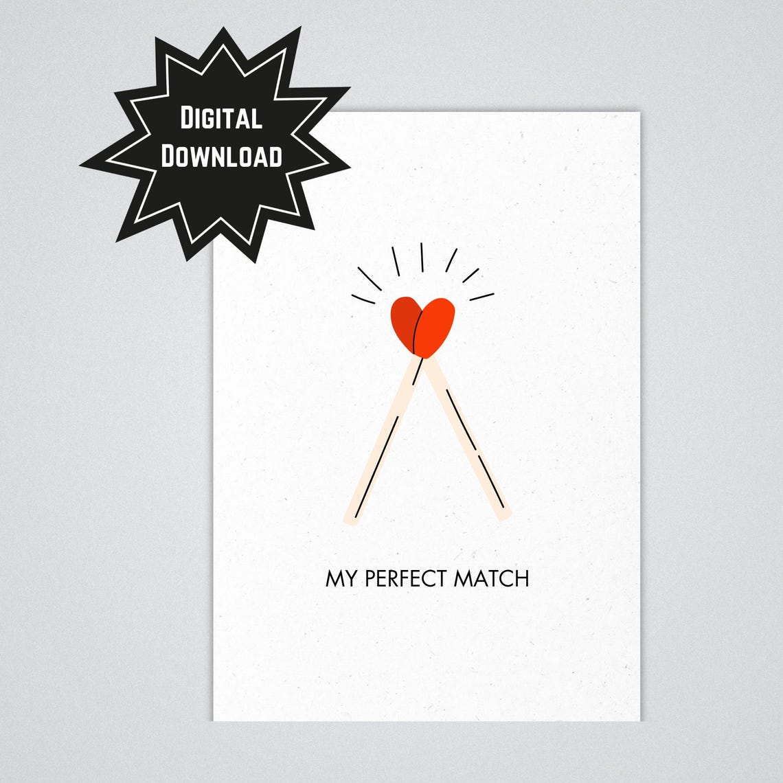 Printable Valentine's Day Card | Perfect Match | Matchstick Art ...