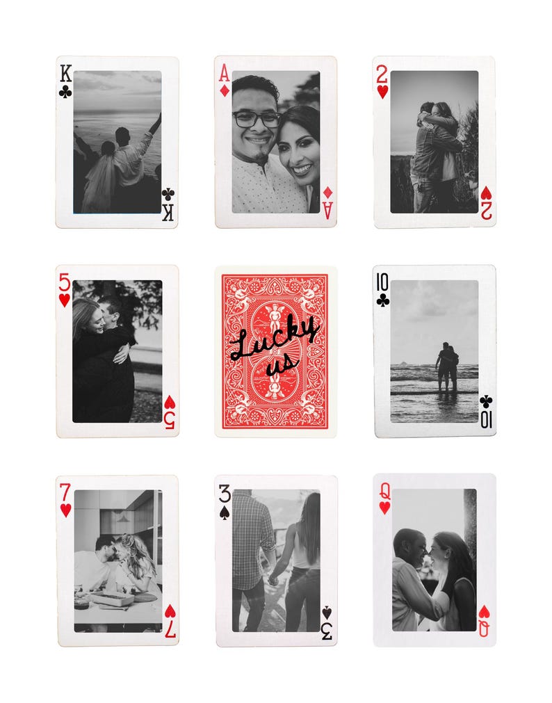 Playing Card Photo Collage Wall Art | Canva Template | 11x14 Couples ...