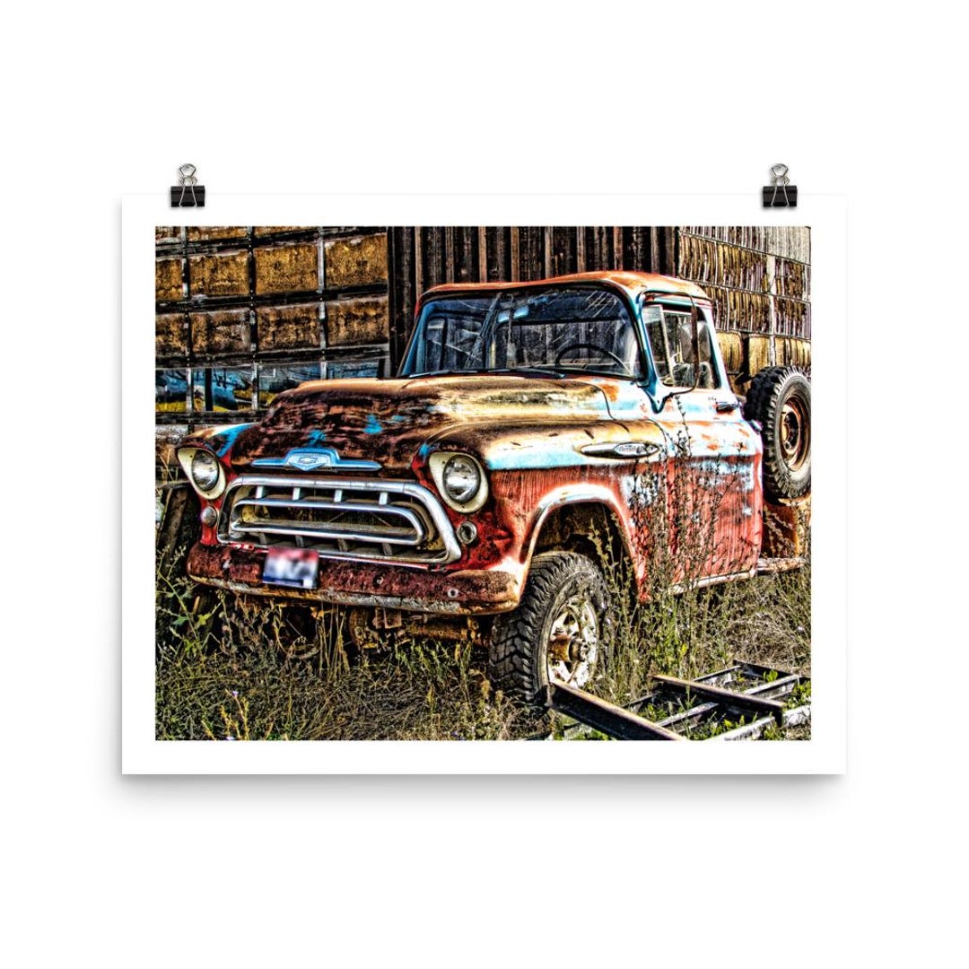 Rustic Old Chevy Pickup Truck Photo – Vintage Farm Truck Wall Art ...