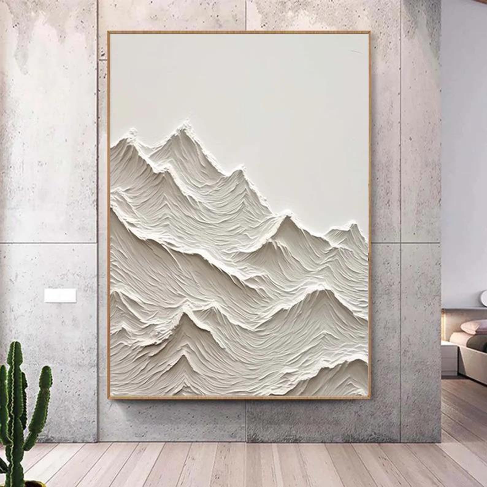 Original 3D Mountain Painting Texture Thick Acrylic White Mountain ...
