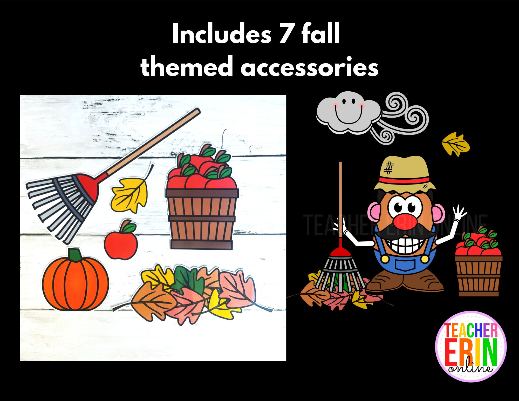 Build A FALL Potato Head and Accessories Dress up Paper Doll, DIGITAL ...