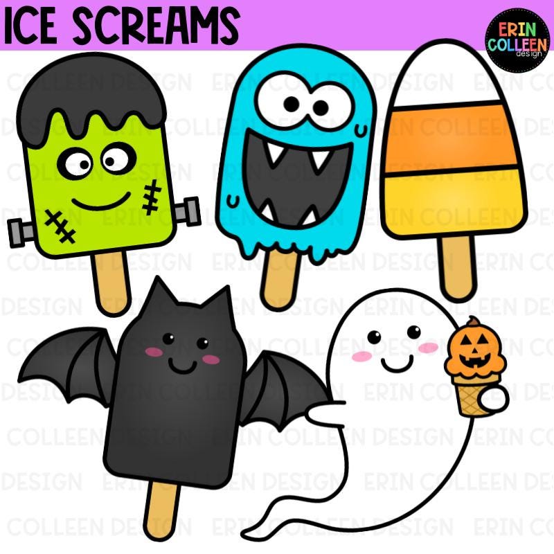 Halloween Ice Cream Clipart - Halloween Clipart - Spooky - Frozen Treat ...